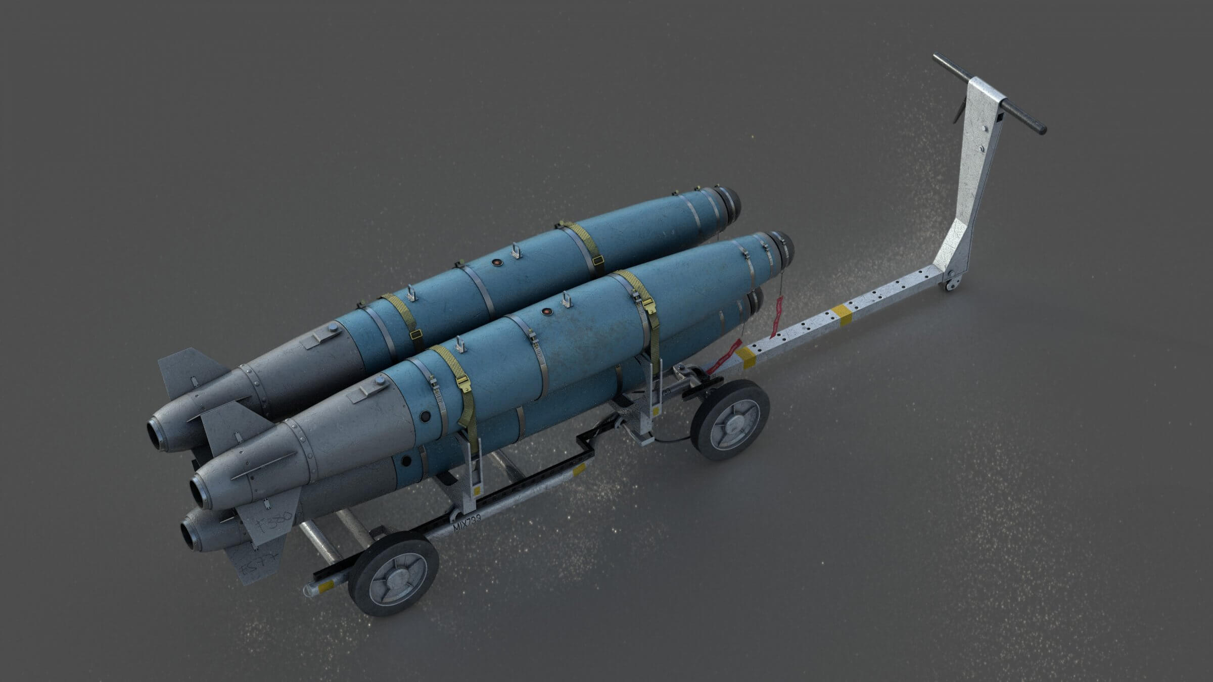 USN MHU-191 Bombs Cart with GBU-38 Laser JDAM Bombs 3D Model by sanchiesp