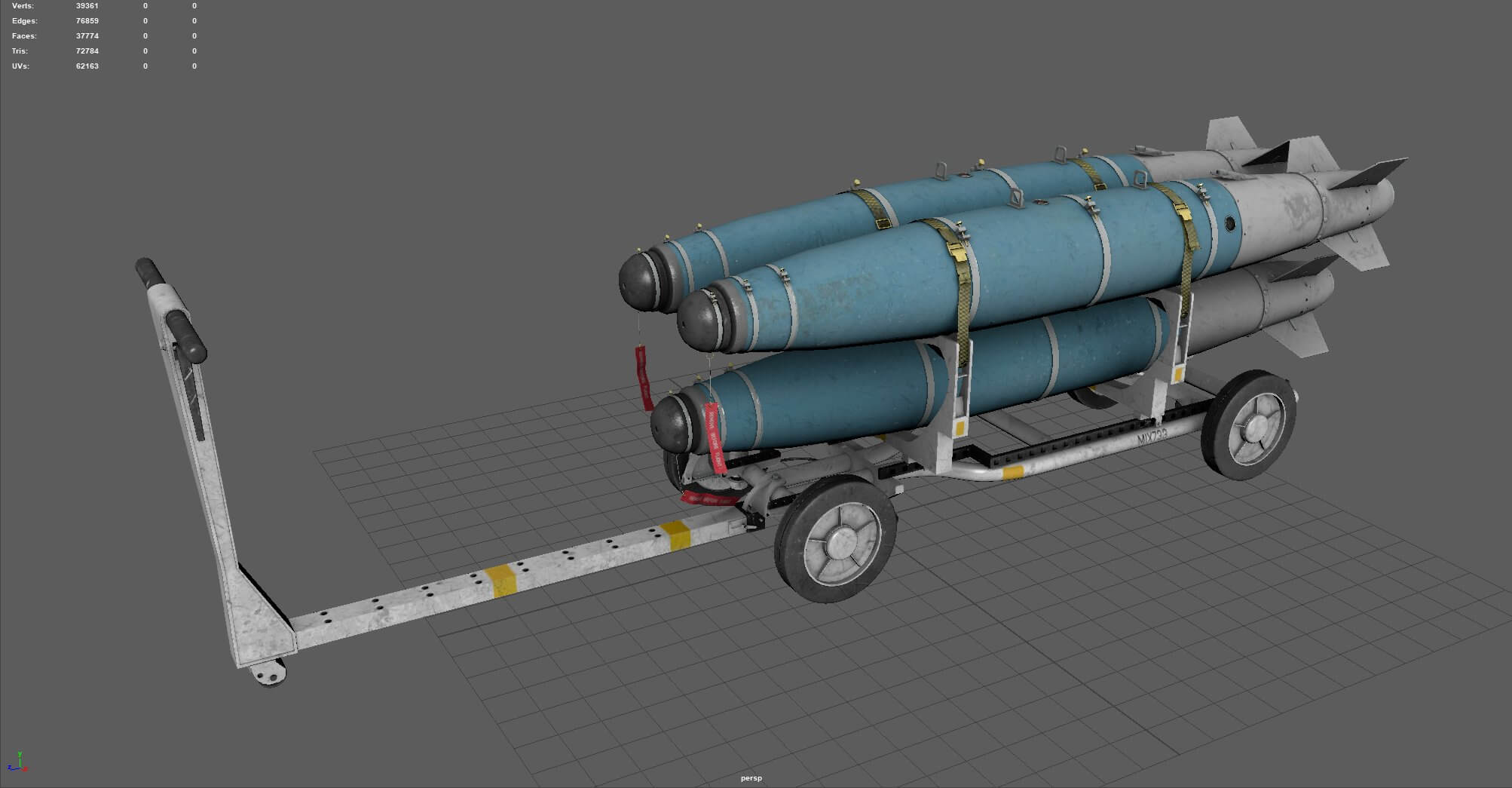 USN MHU-191 Bombs Cart with GBU-38 Laser JDAM Bombs 3D Model by sanchiesp