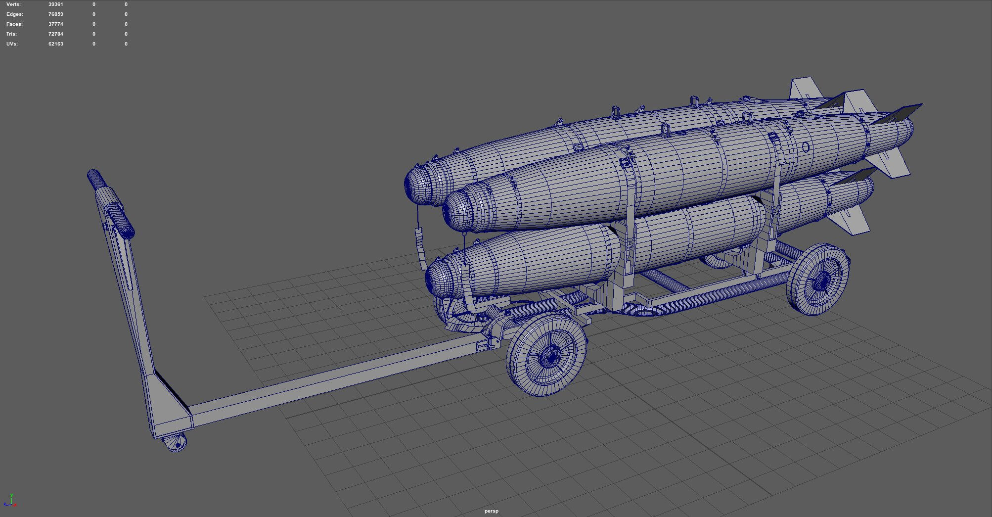 USN MHU-191 Bombs Cart with GBU-38 Laser JDAM Bombs 3D Model by sanchiesp