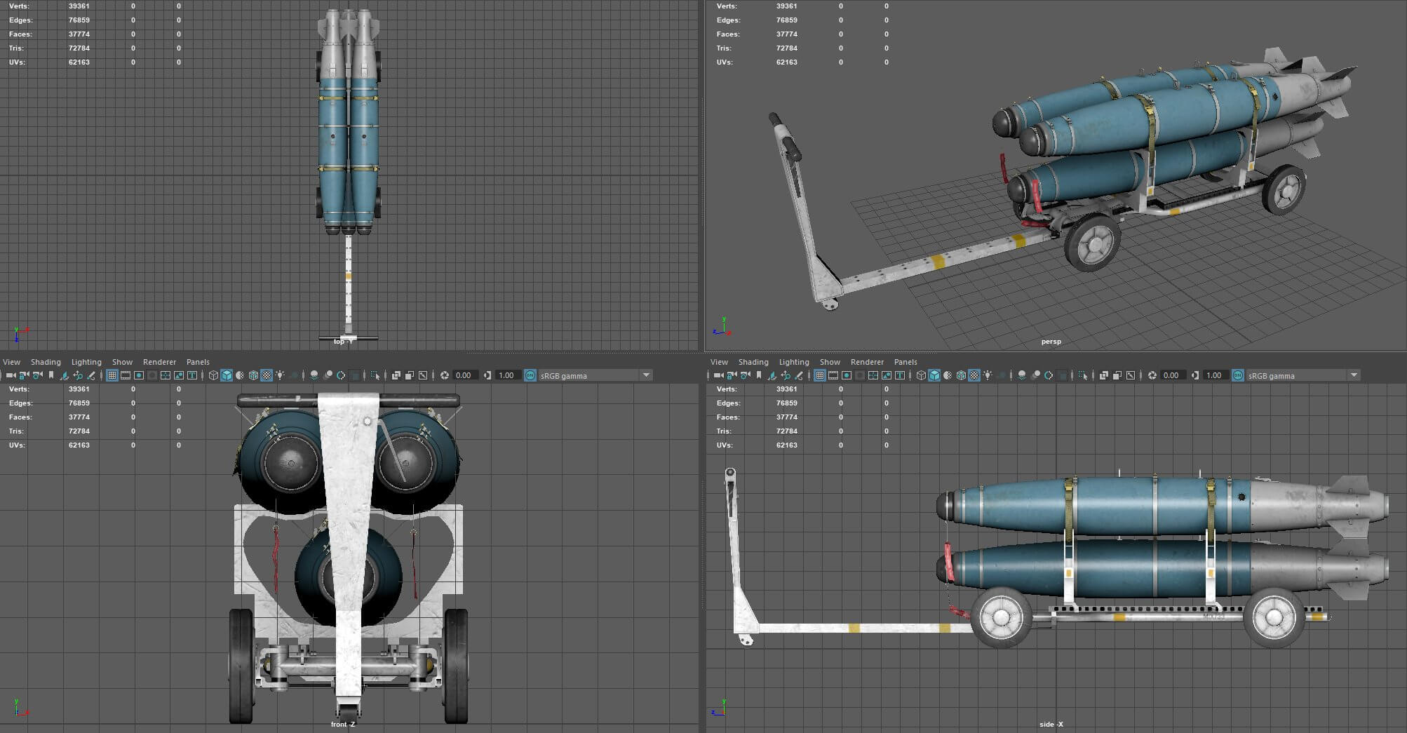 USN MHU-191 Bombs Cart with GBU-38 Laser JDAM Bombs 3D Model by sanchiesp