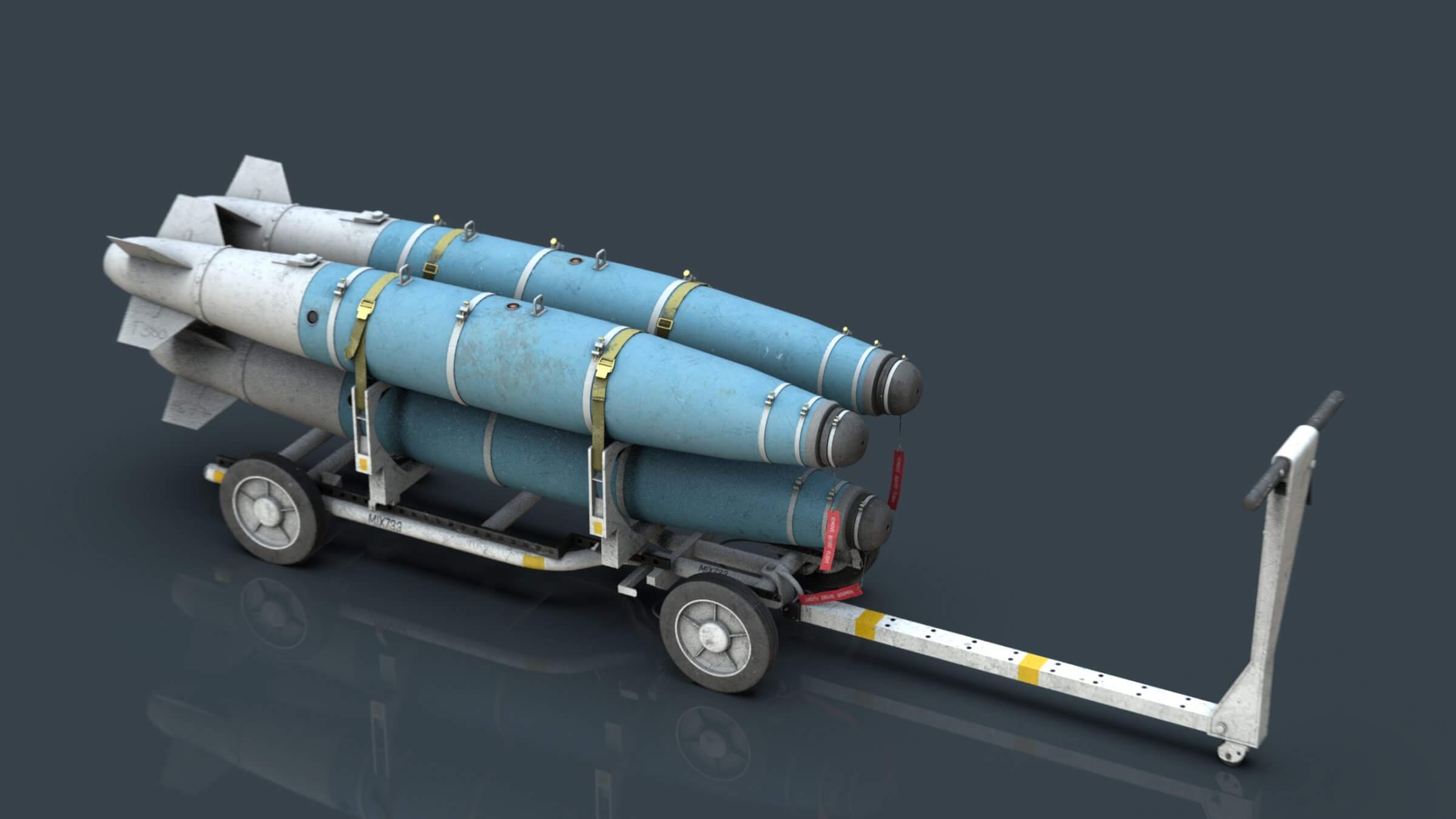 USN MHU-191 Bombs Cart with GBU-38 Laser JDAM Bombs 3D Model by sanchiesp