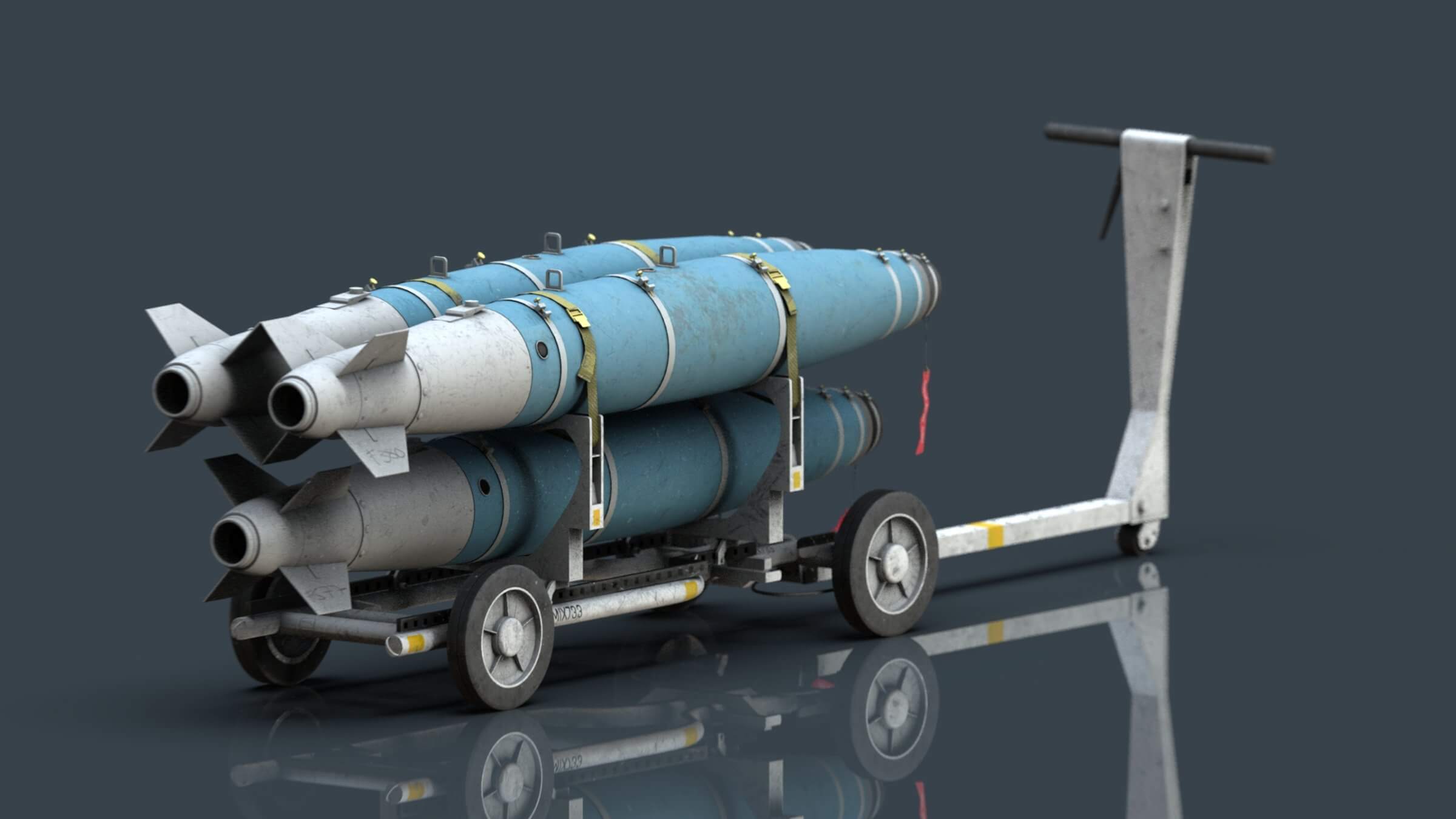 USN MHU-191 Bombs Cart with GBU-38 Laser JDAM Bombs 3D Model by sanchiesp