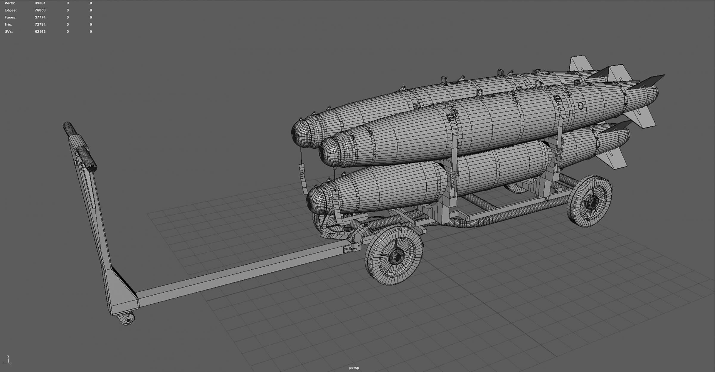 USN MHU-191 Bombs Cart with GBU-38 Laser JDAM Bombs 3D Model by sanchiesp