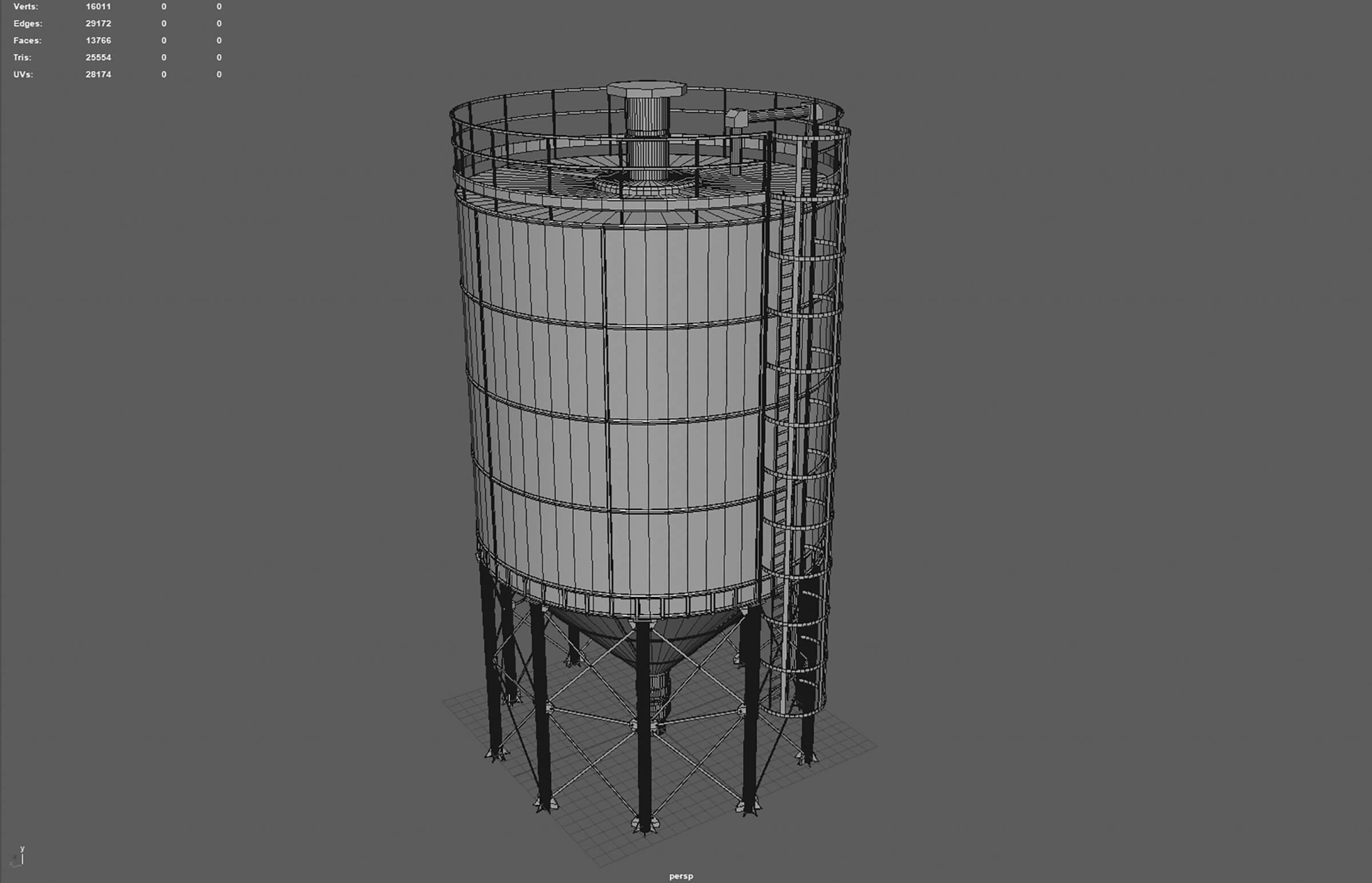 Vertical Water Silo - 3D Model by sanchiesp