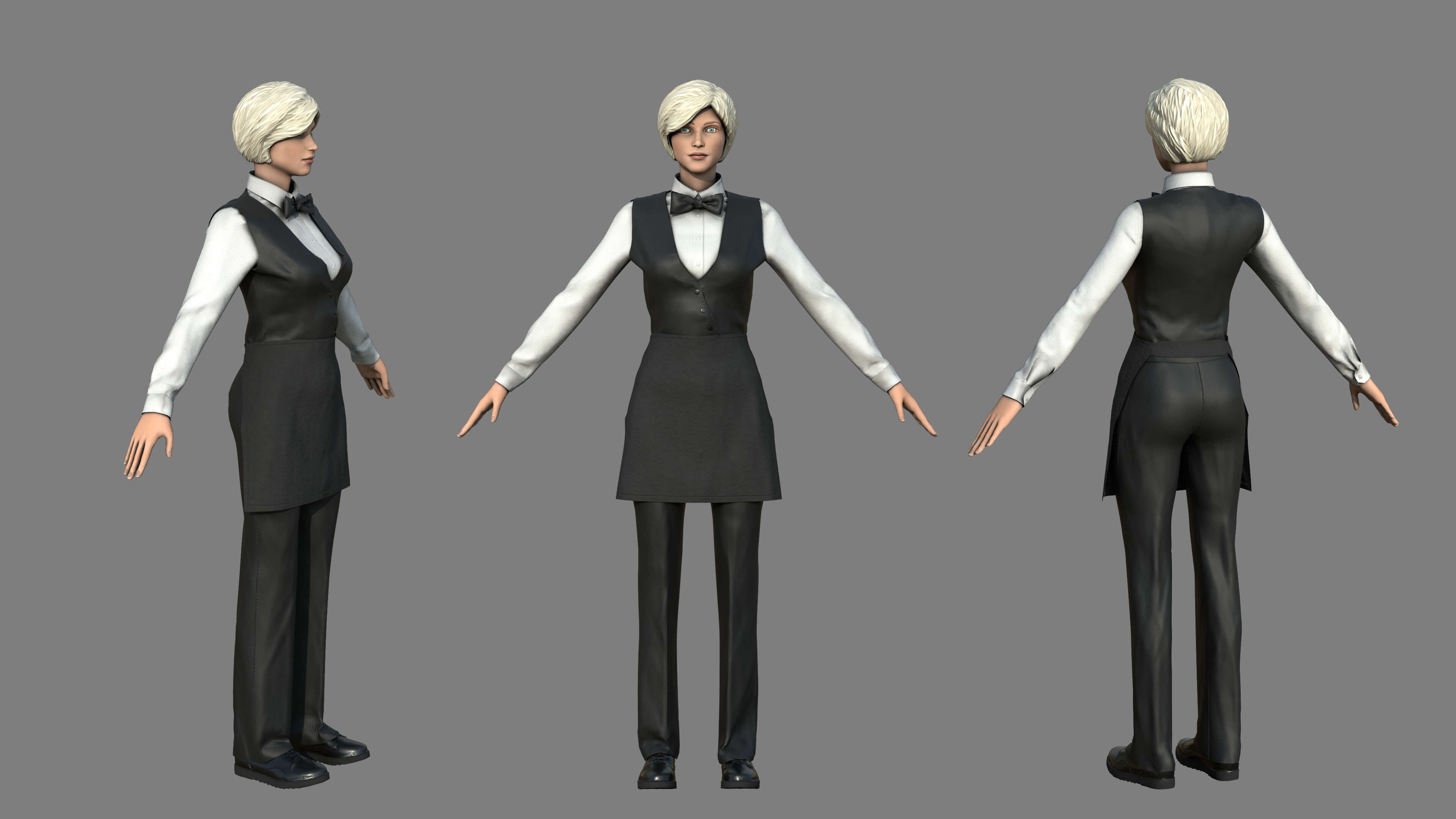 Young Female Waiter - 3D Model by sanchiesp