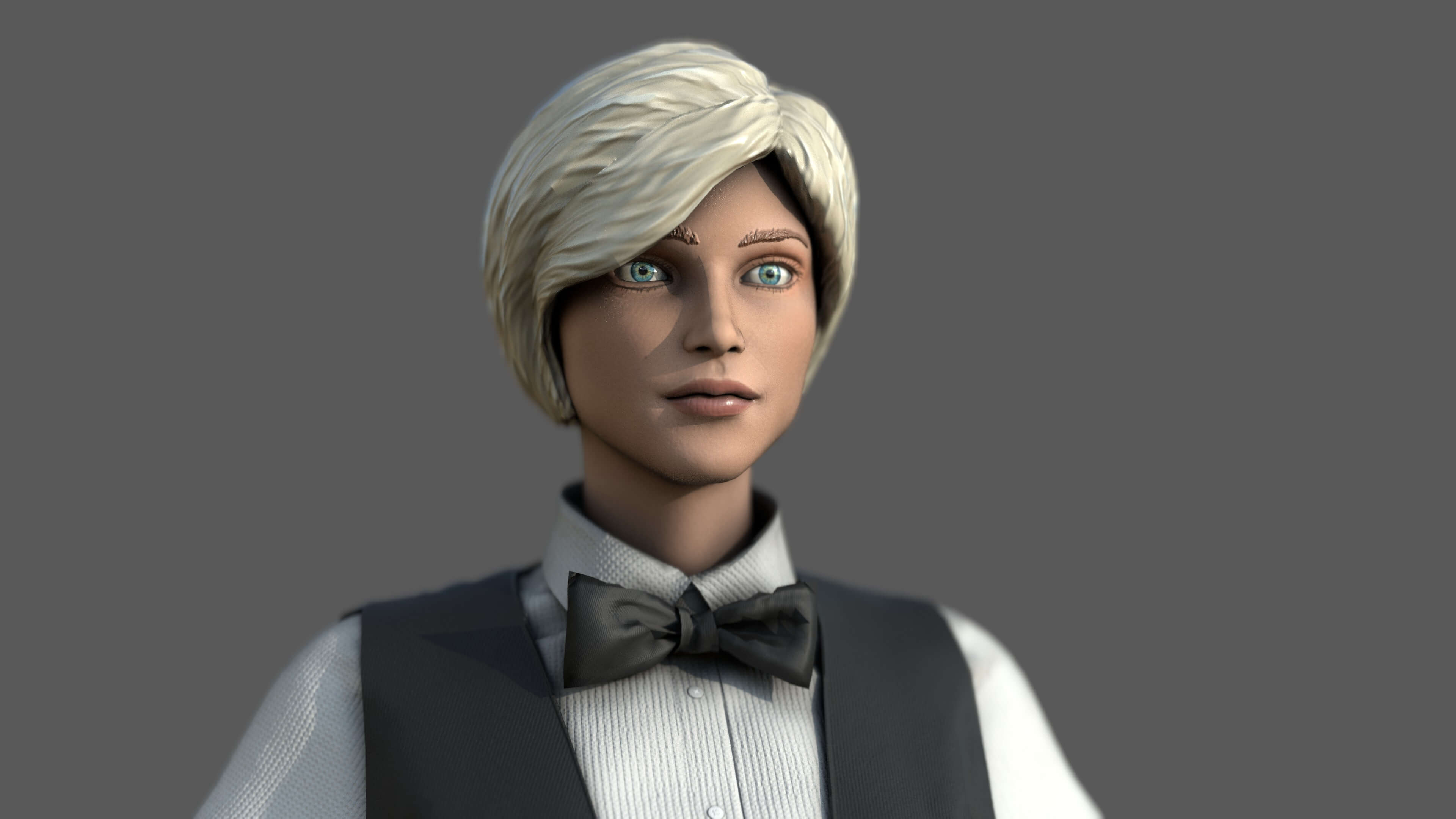 Young Female Waiter - 3D Model by sanchiesp