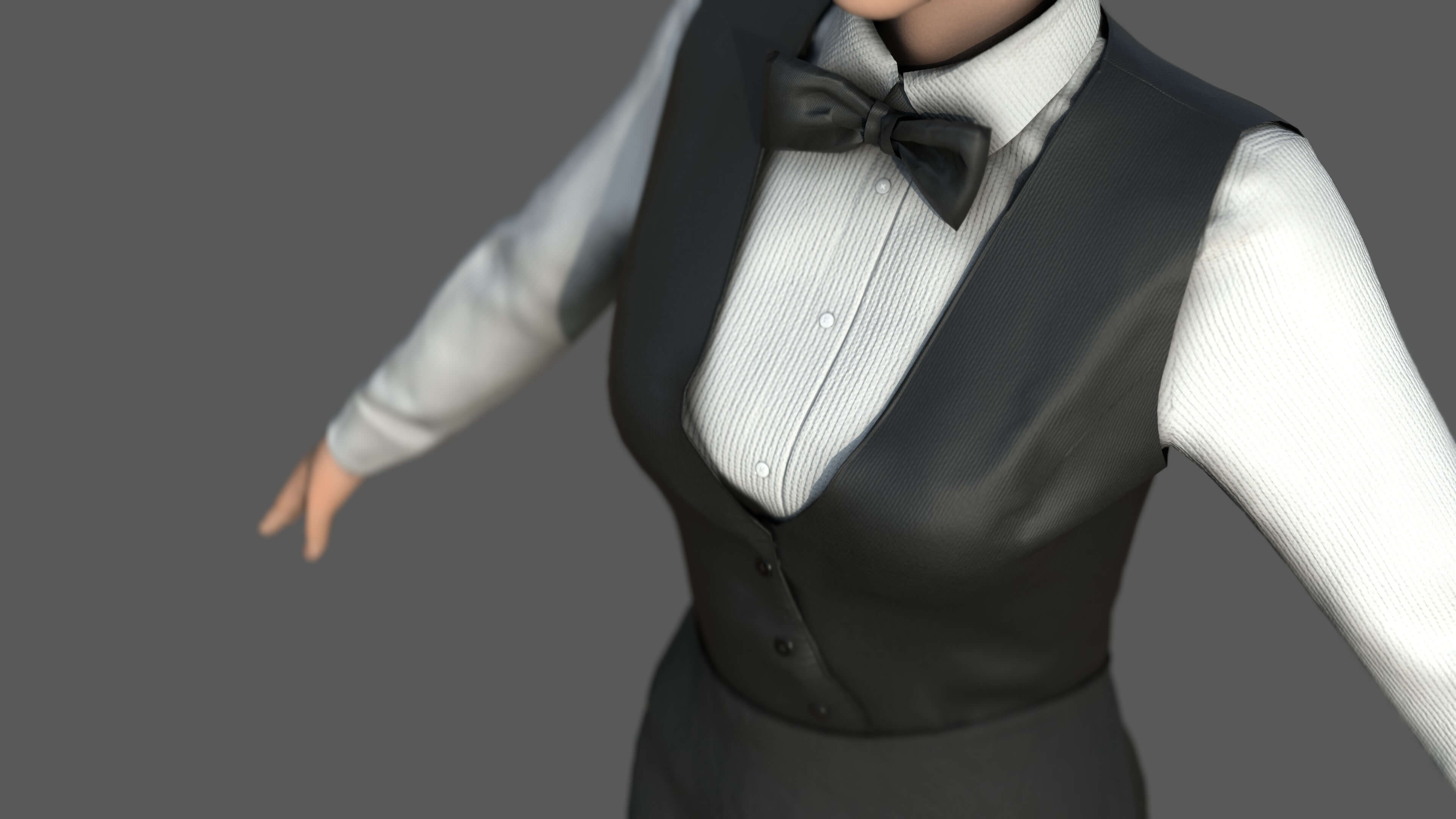 Young Female Waiter - 3D Model by sanchiesp