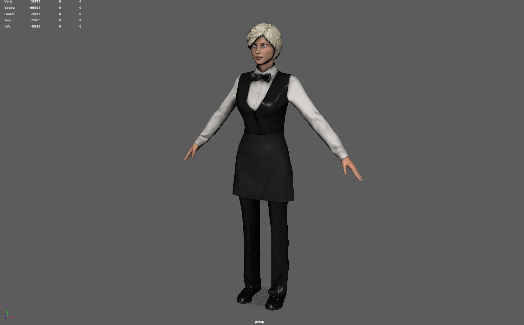 Young Female Waiter - 3D Model by sanchiesp