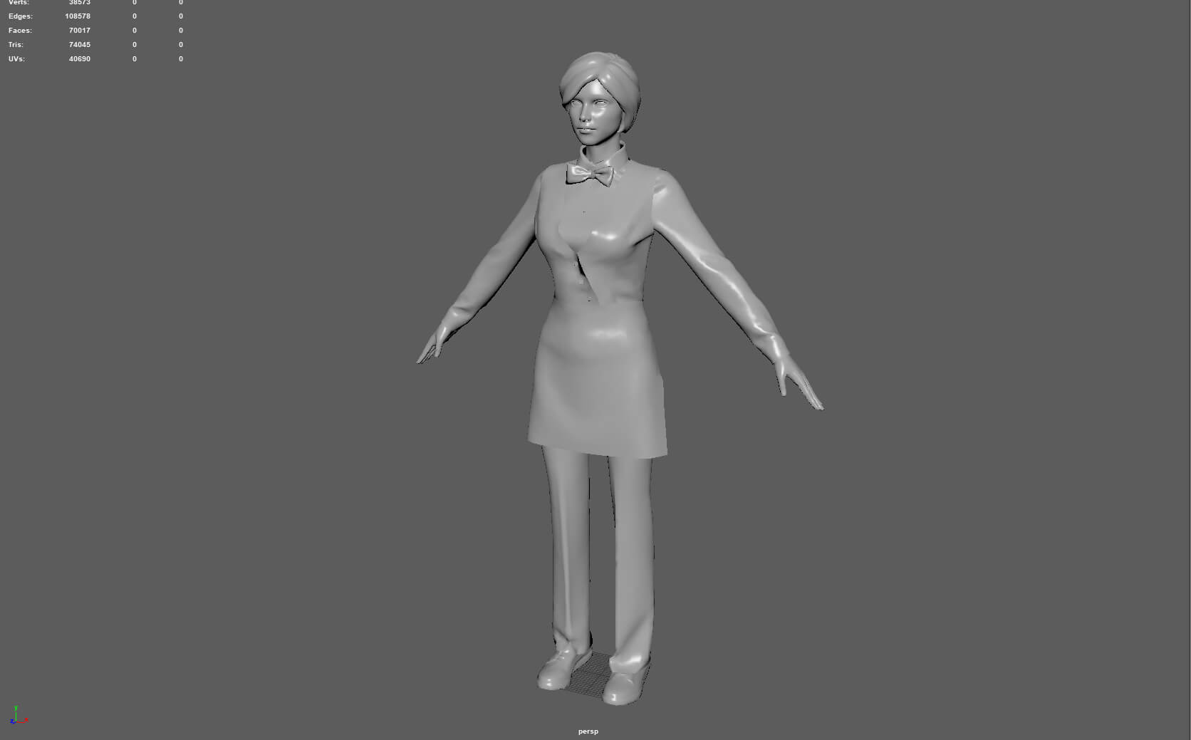 Young Female Waiter - 3D Model by sanchiesp