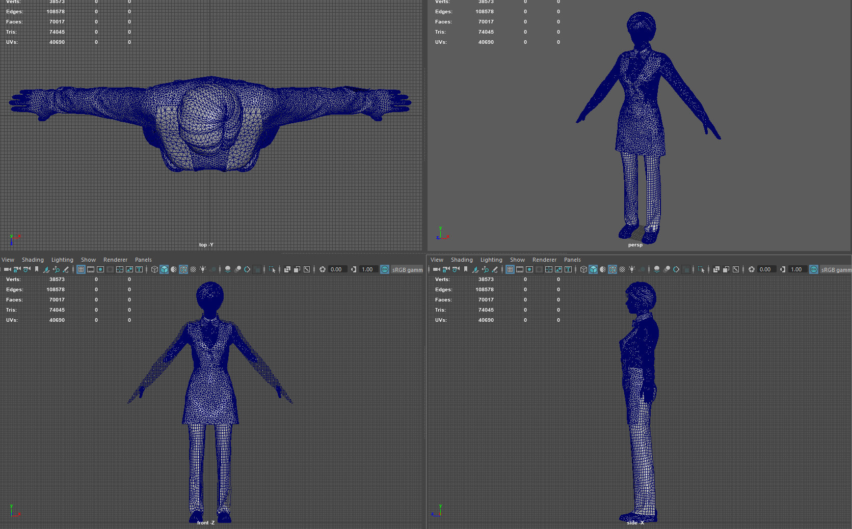 Young Female Waiter - 3D Model by sanchiesp