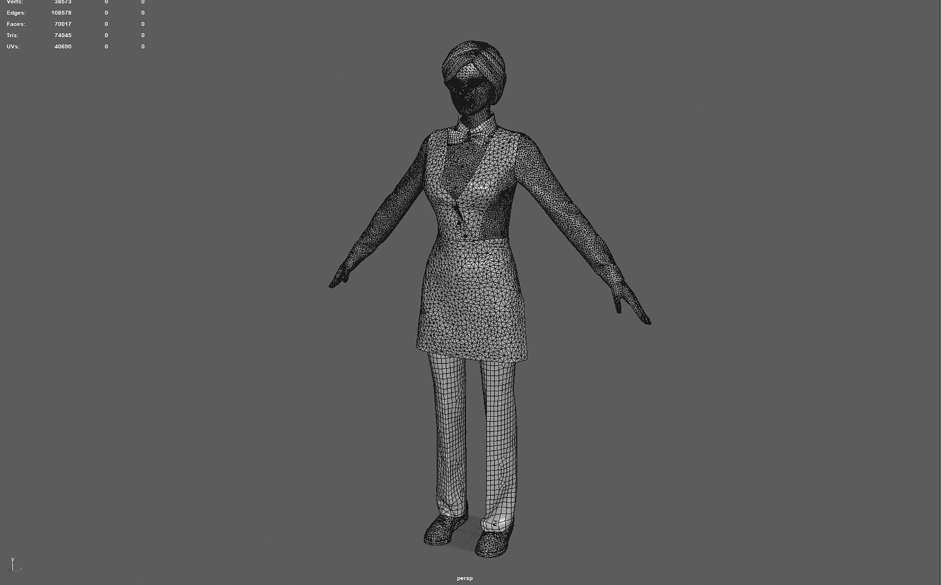 Young Female Waiter - 3D Model by sanchiesp