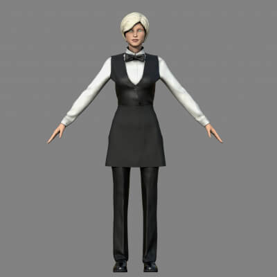 Young Female Waiter - 3D Model by sanchiesp