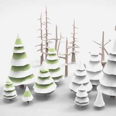 Winter Trees - 3D Model by sanchiesp