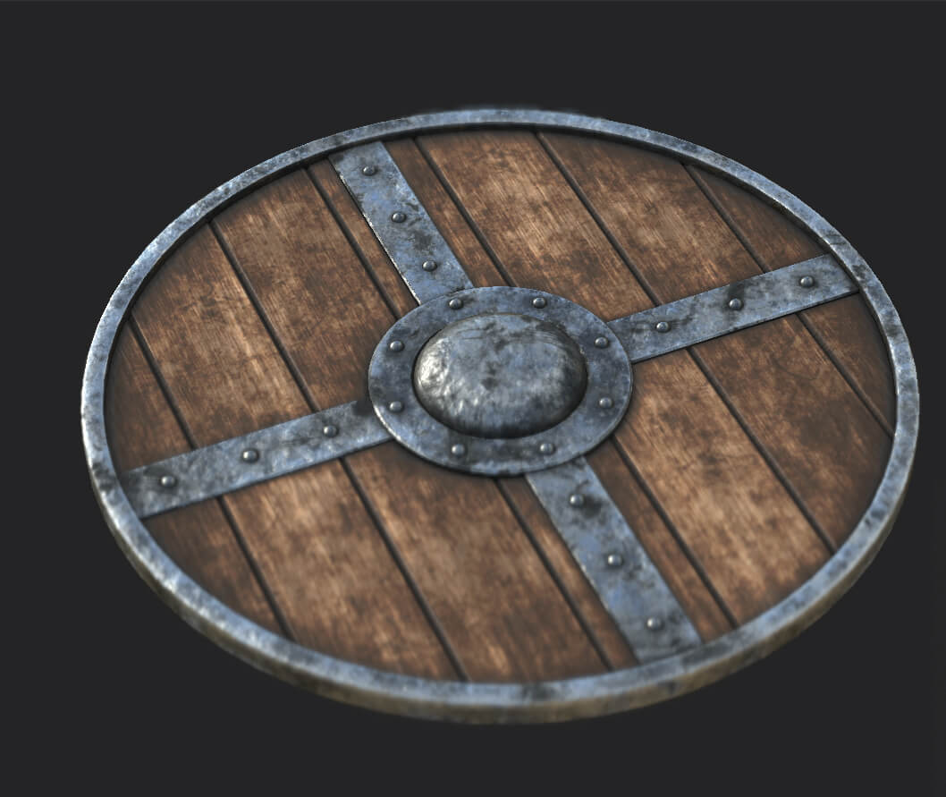 Wooden Medieval Round Shield - 3D Model by sanchiesp