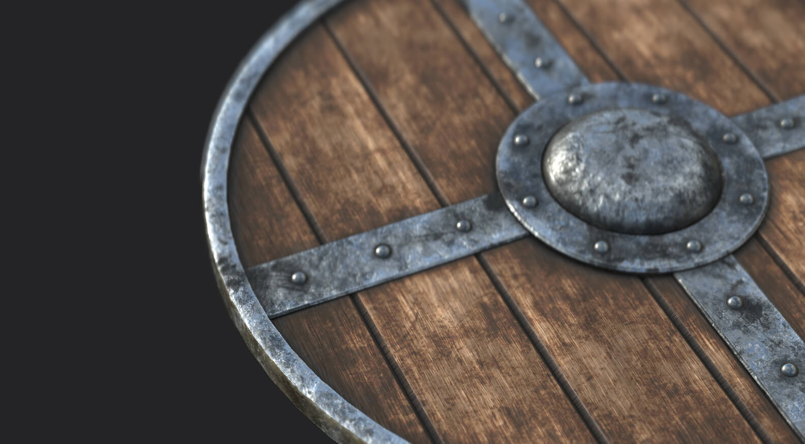 Wooden Medieval Round Shield - 3D Model by sanchiesp