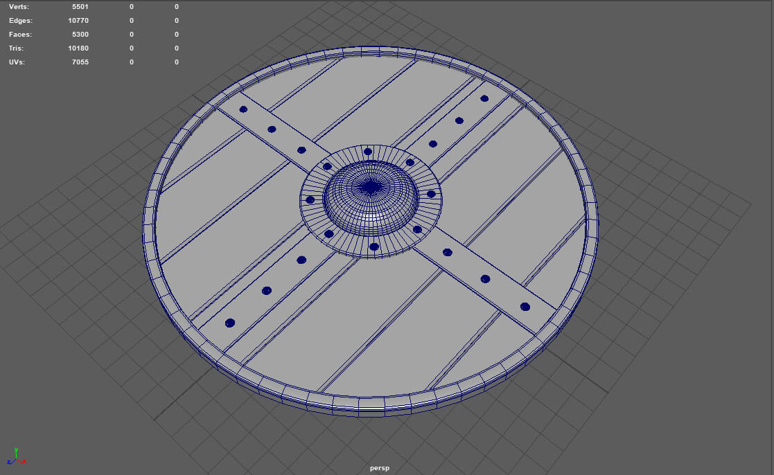 Wooden Medieval Round Shield - 3D Model by sanchiesp