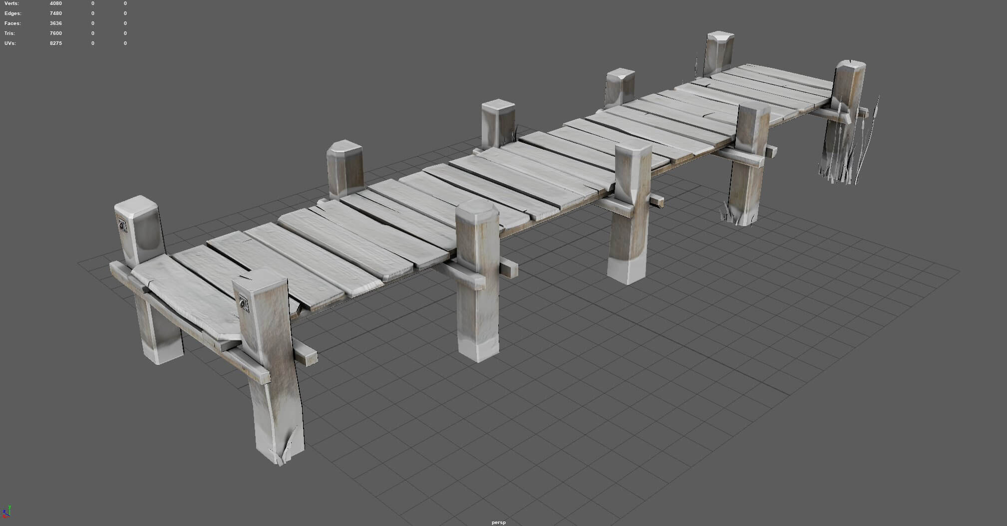 Wooden Pier Winter - 3D Model by sanchiesp