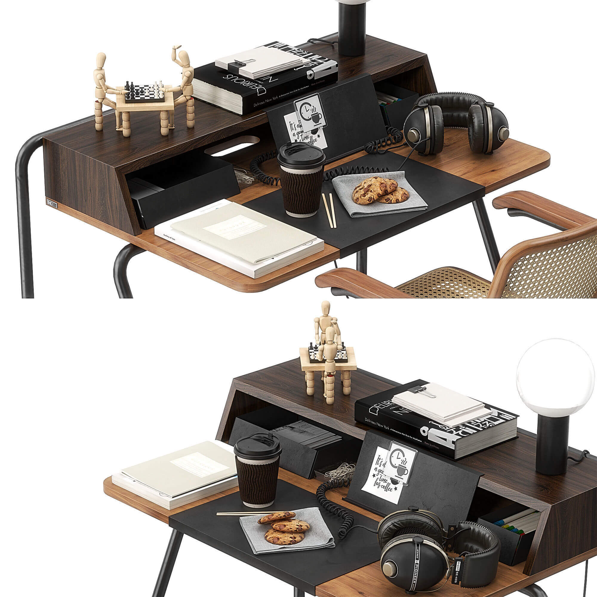 Thonet S1200 Desk Set - 3D Model by sara-angel