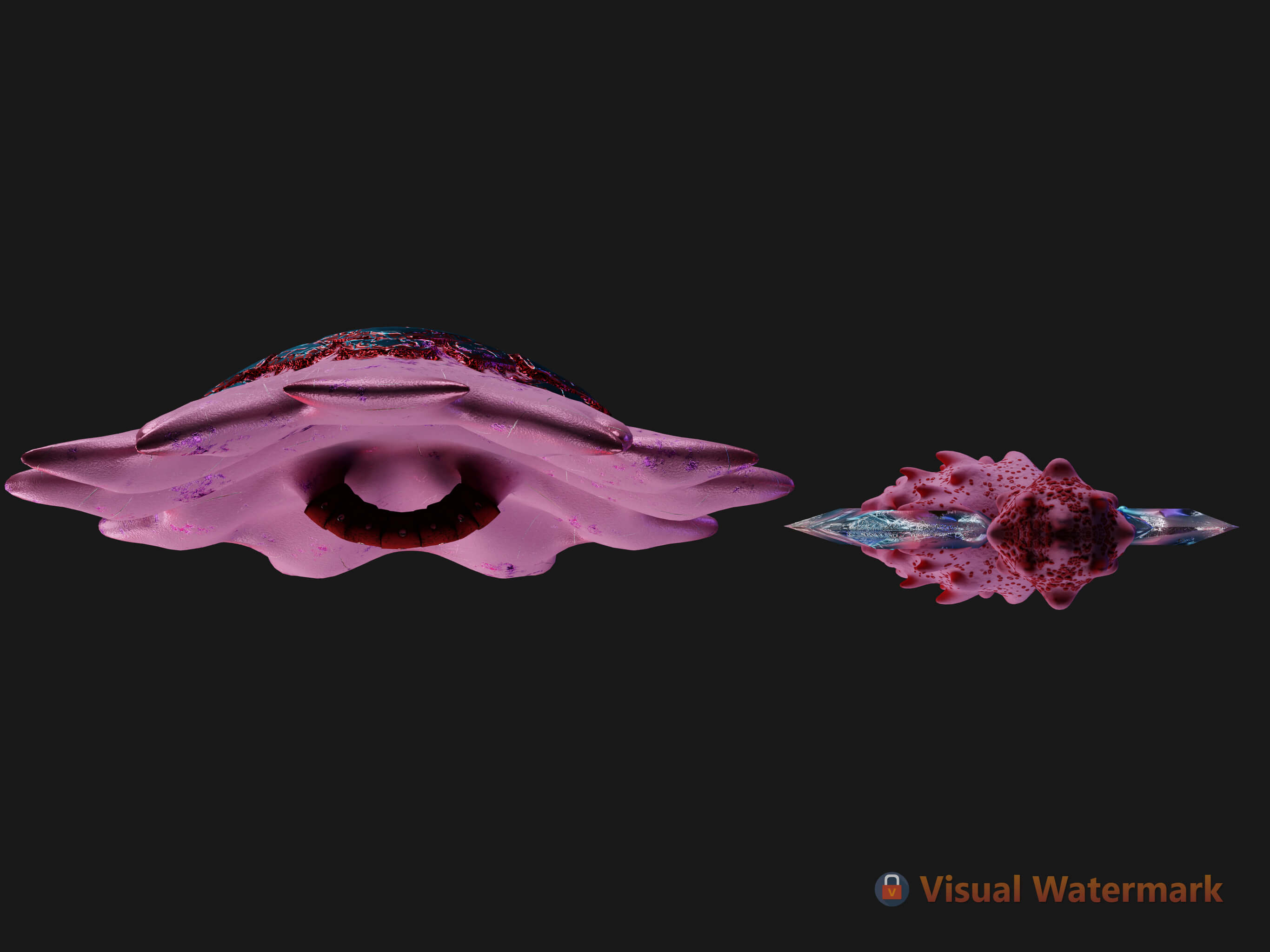 Coral Shield and Ax - 3D Model by Sasha_Kholostenko