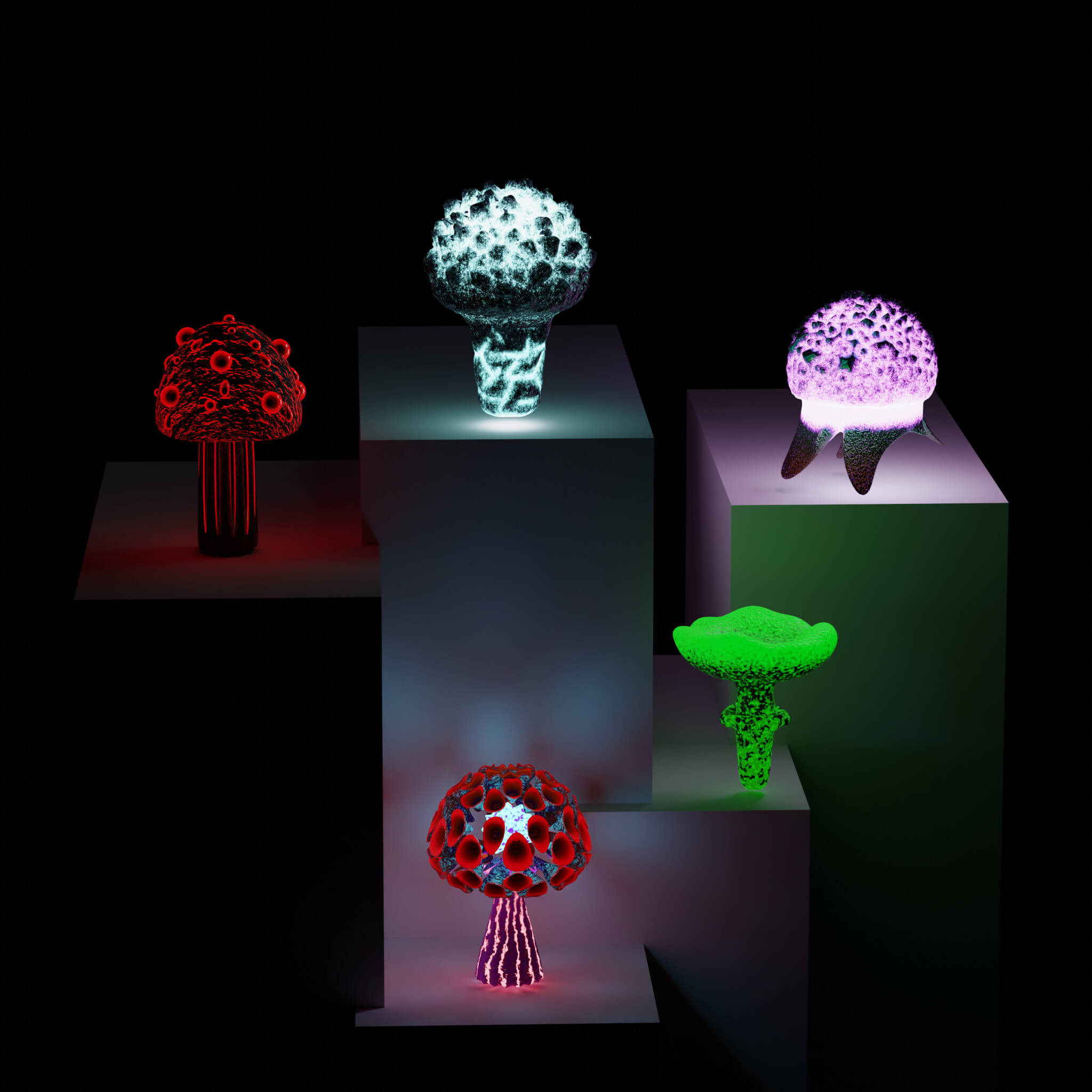 Luminous Mushrooms - 3D Model by Sasha_Kholostenko