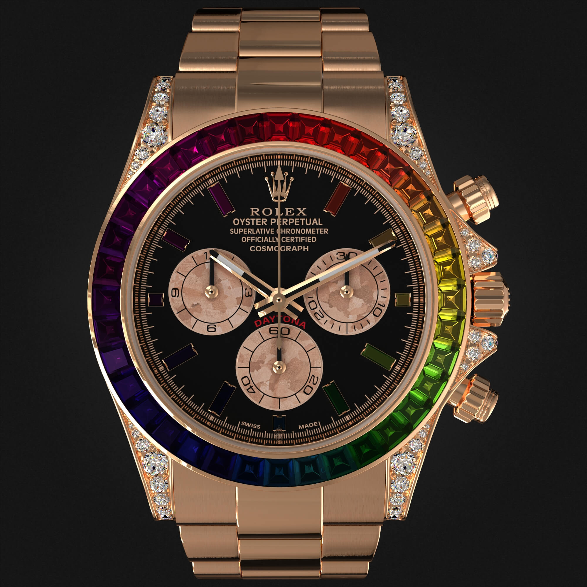Rolex Daytona Rainbow Watch 3D Model By SashaHerZ