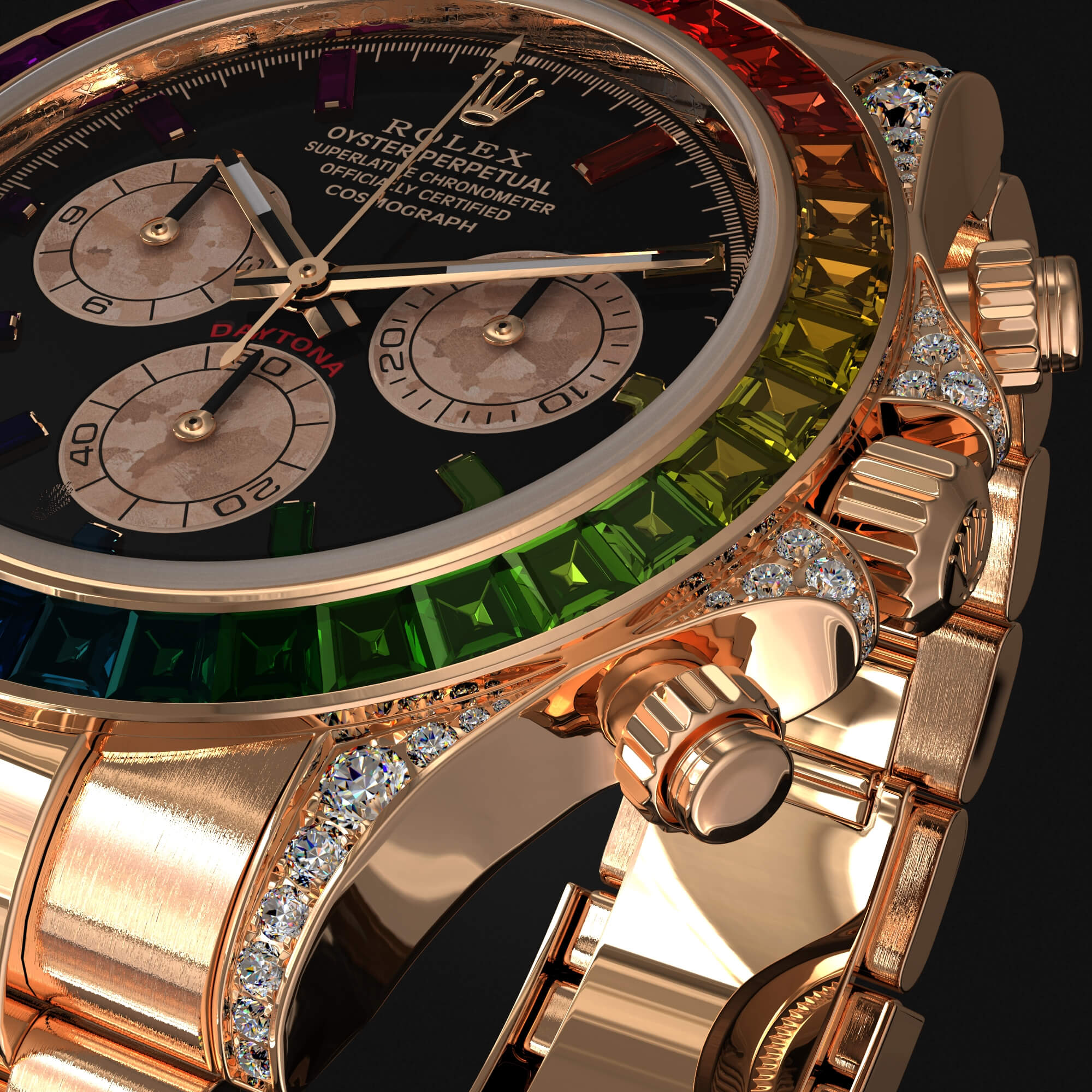 Rolex Daytona Rainbow Watch 3D Model By SashaHerZ