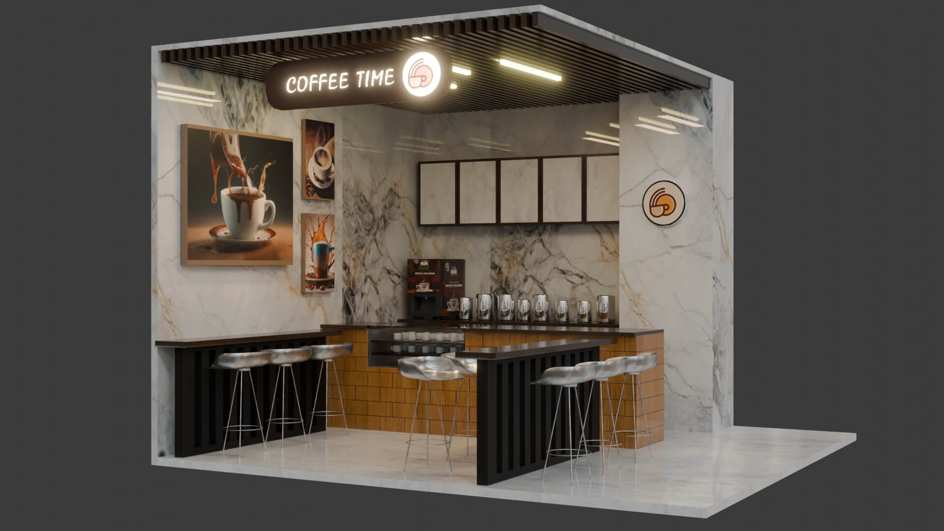 Coffee Shop - Low Poly 3D Model by sathak
