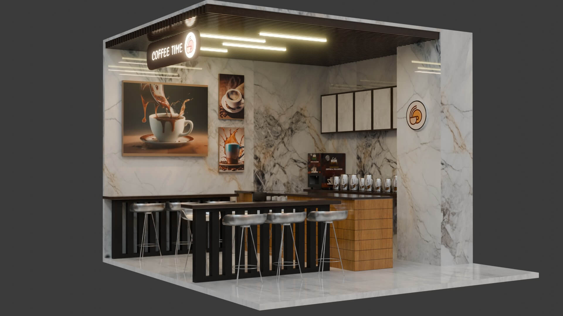 Coffee Shop - Low Poly 3D Model by sathak