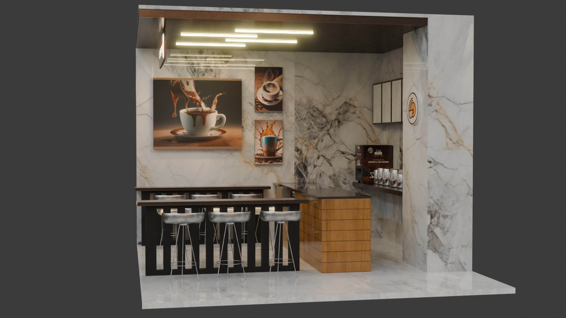 Coffee Shop - Low Poly 3D Model by sathak