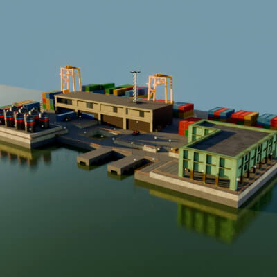 Harbor Port Low Poly - 3D Model by sathak