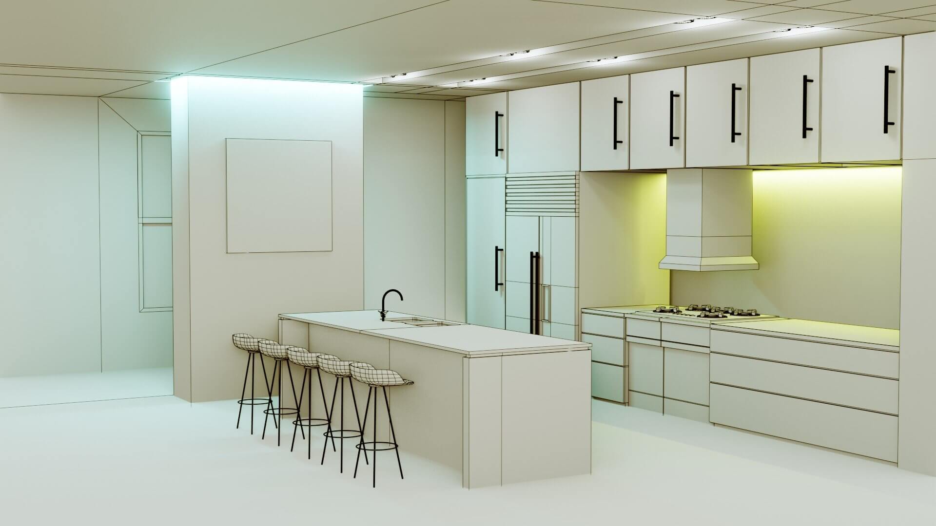 Kitchen Interior - 3D Model by sathak
