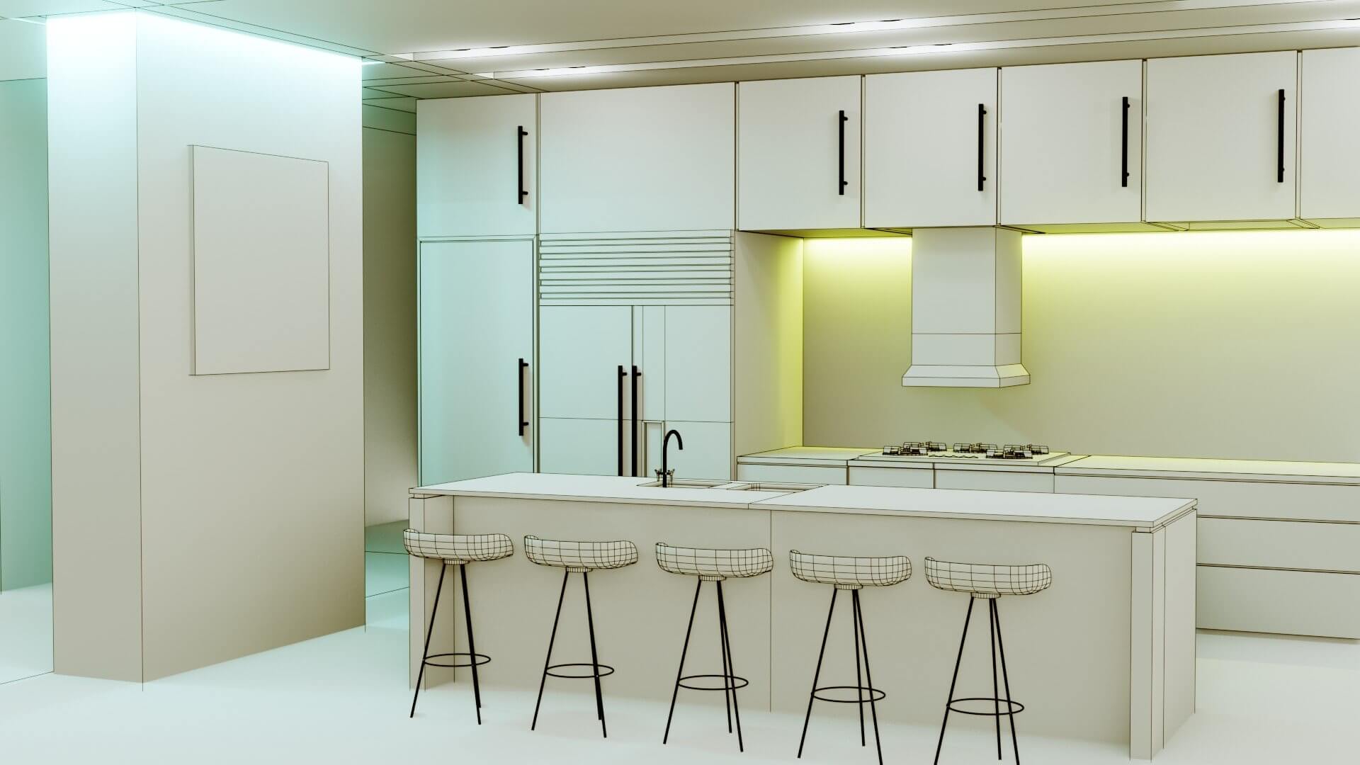 Kitchen Interior - 3D Model by sathak