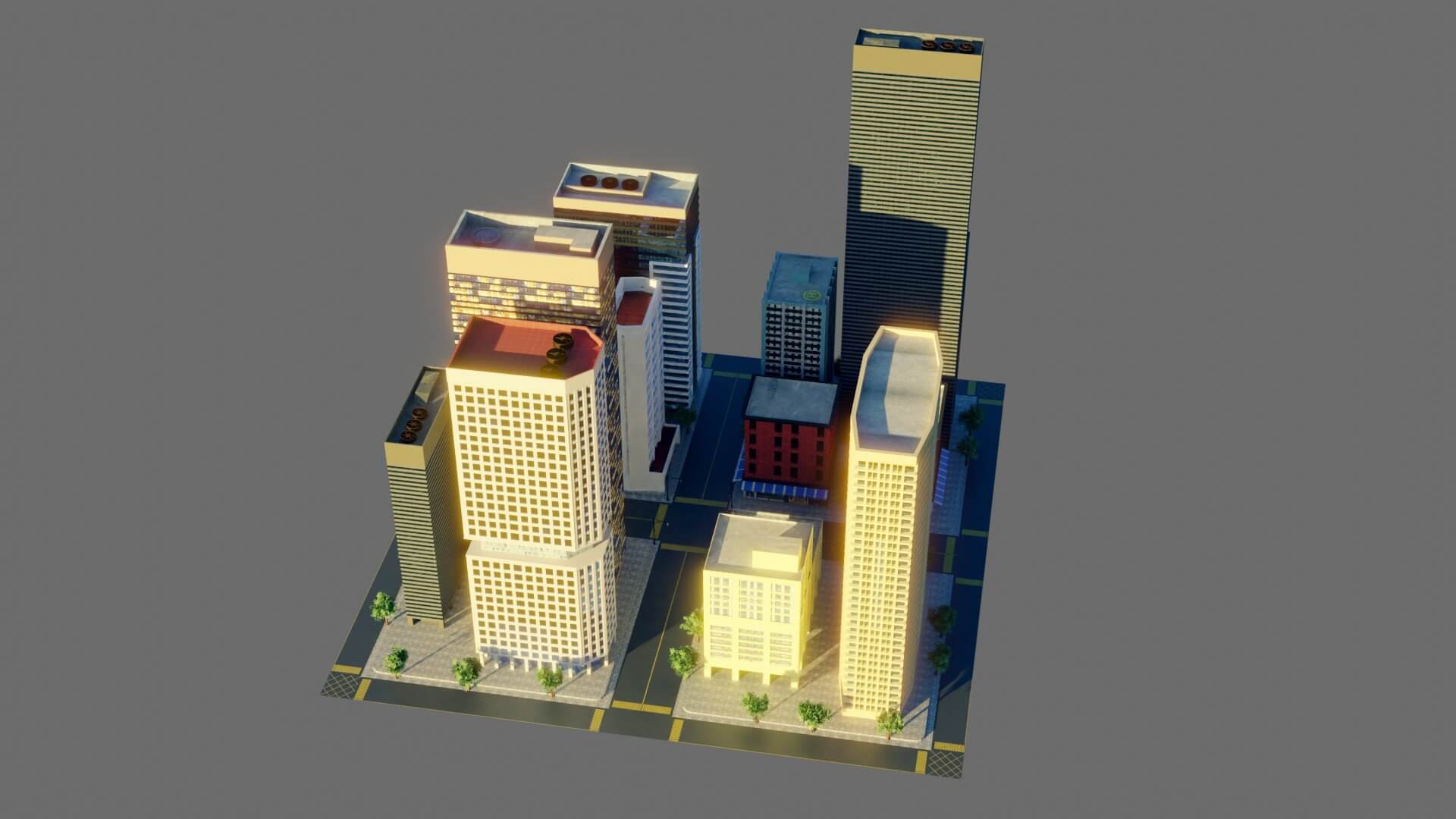 Modular City Block - 3D Model by sathak