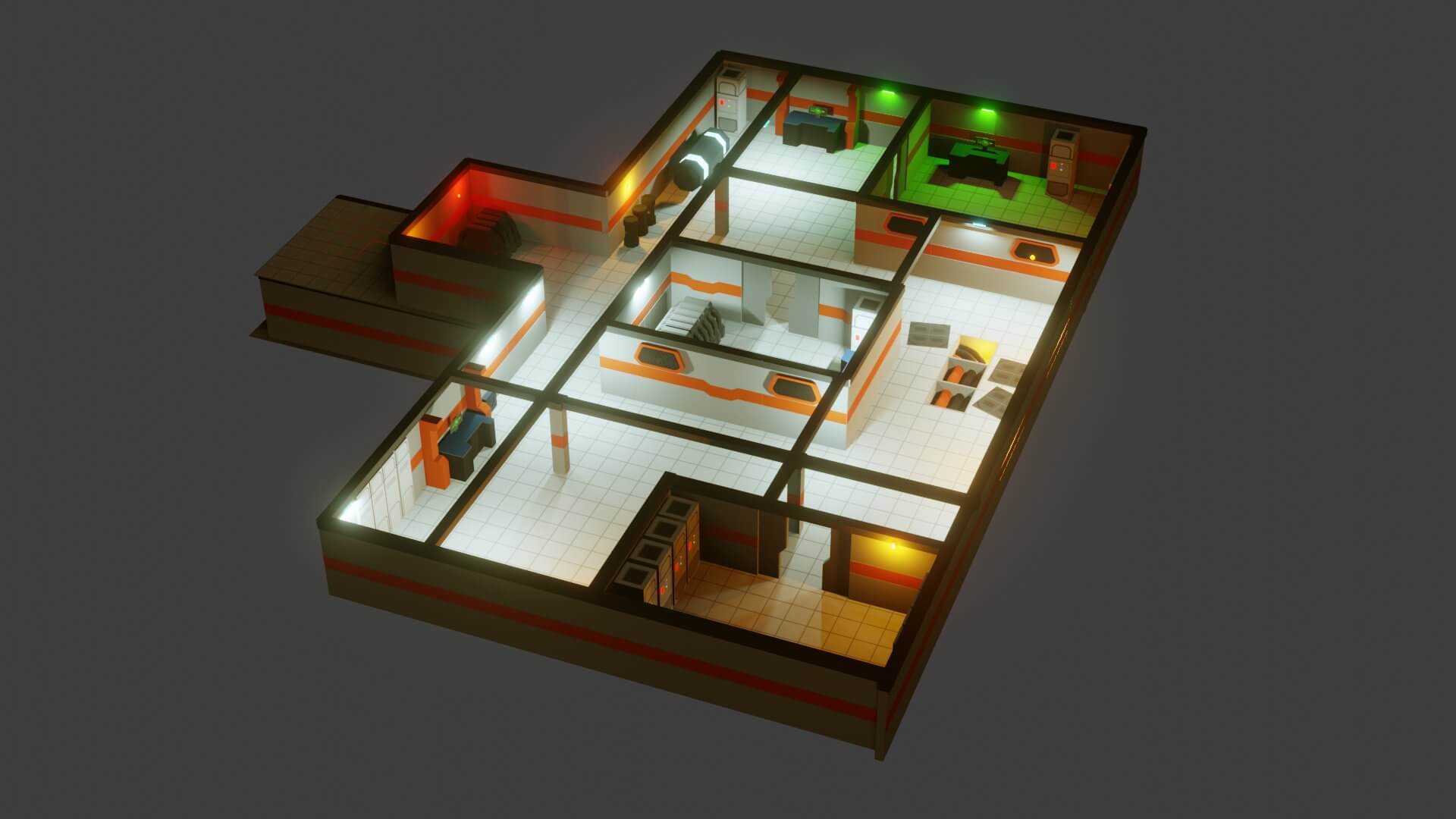 Modular Sci-Fi Lab 3D Model by sathak