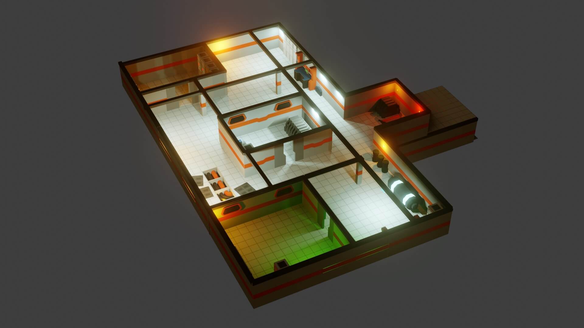 Modular Sci-Fi Lab 3D Model by sathak