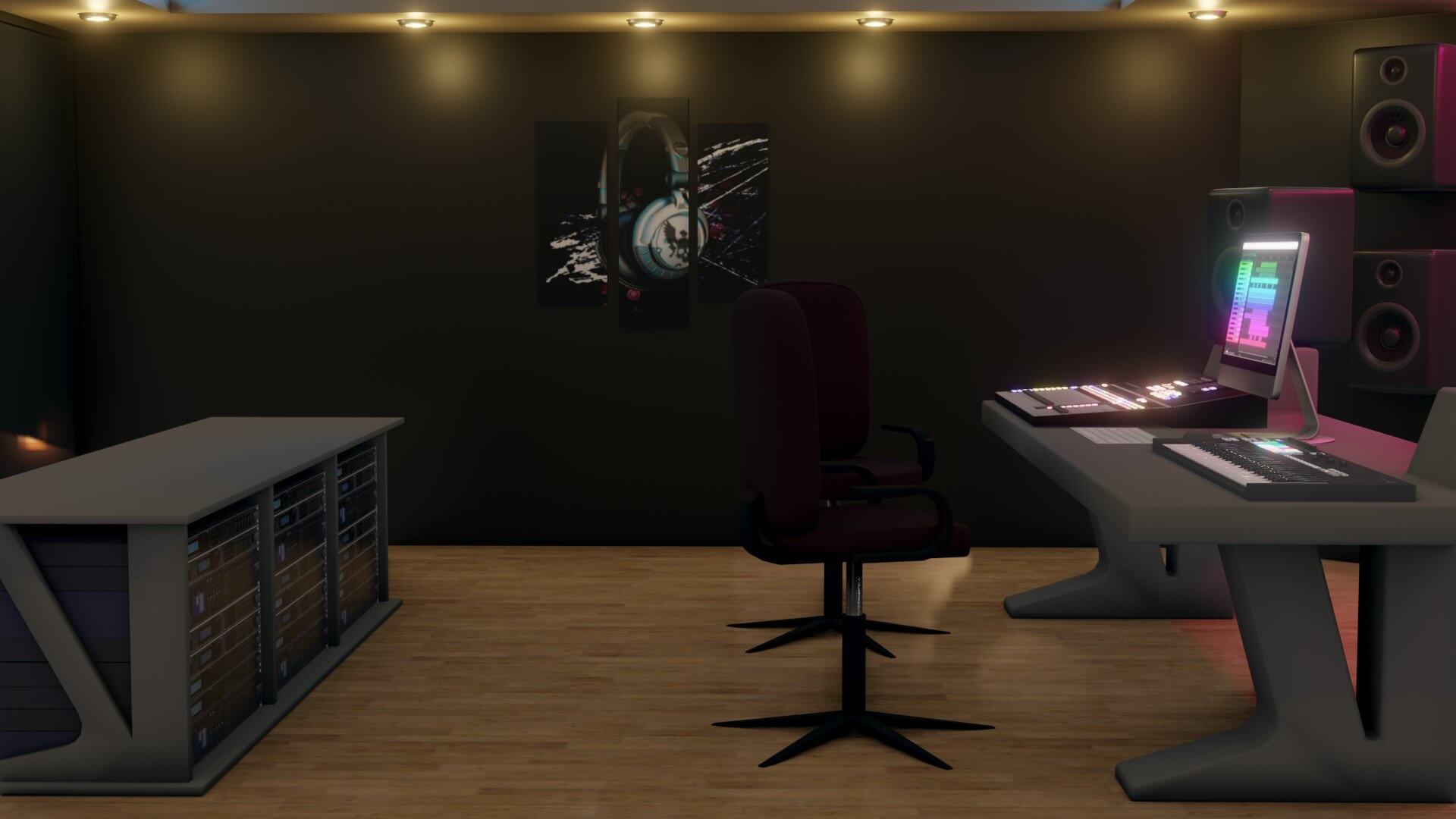 Music Recording Studio - 3D Model by sathak