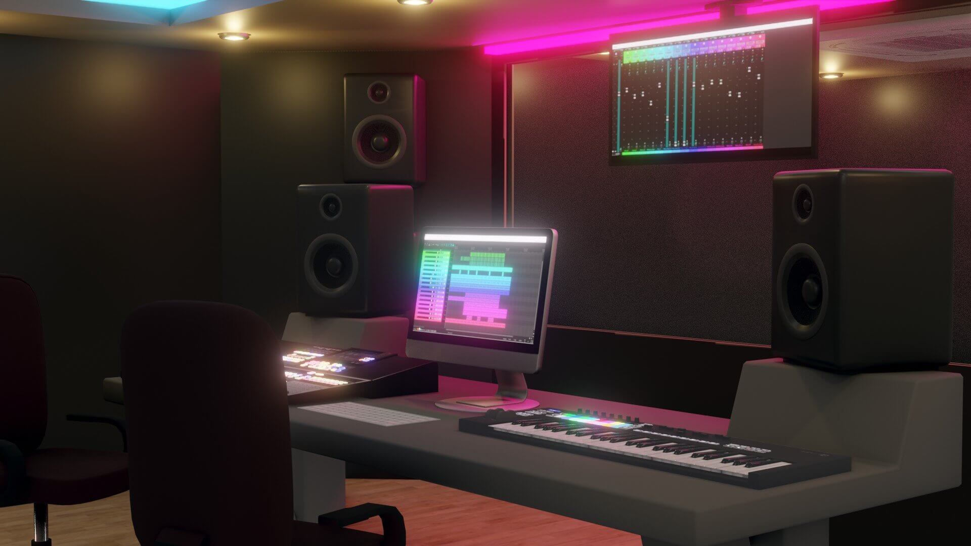 Music Recording Studio - 3D Model by sathak