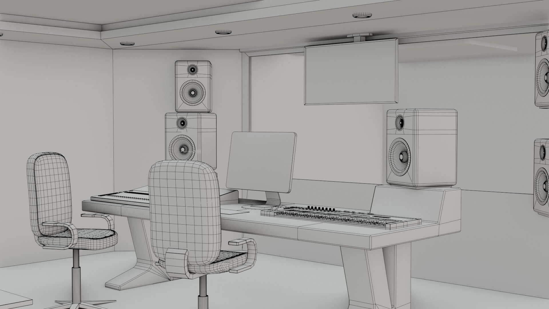 Music Recording Studio - 3D Model by sathak