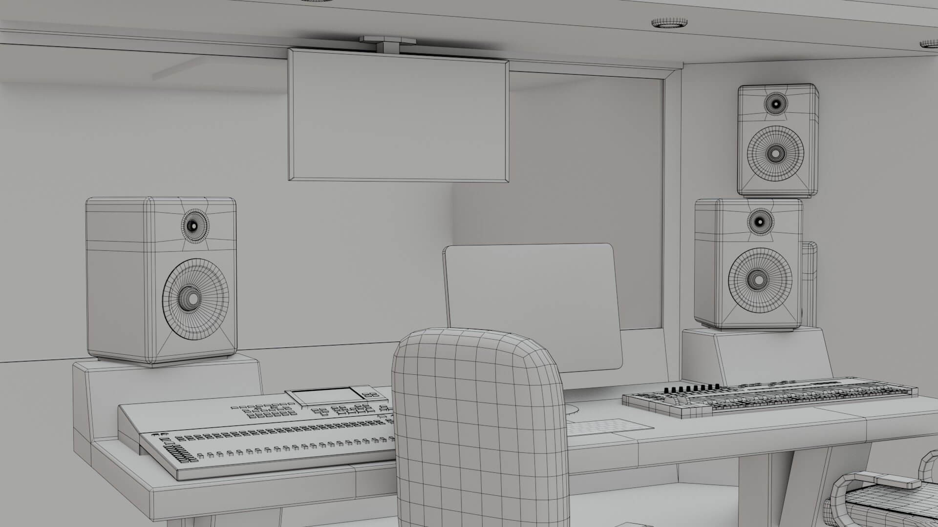 Music Recording Studio - 3D Model by sathak