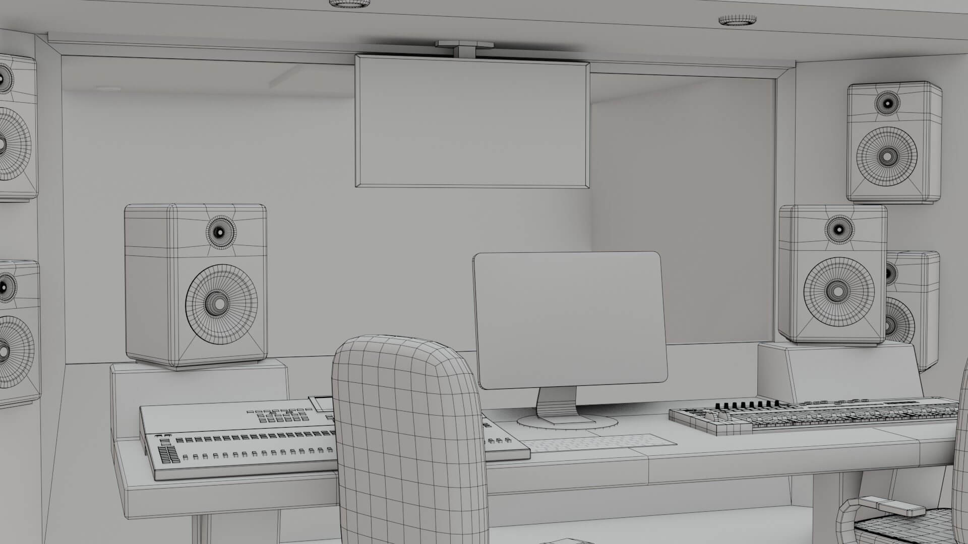 Music Recording Studio - 3D Model by sathak