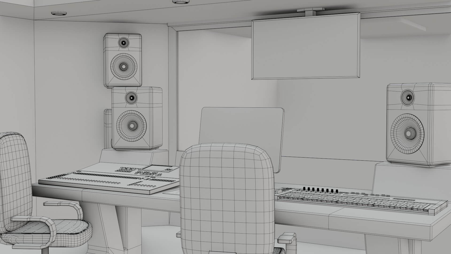 Music Recording Studio - 3D Model by sathak