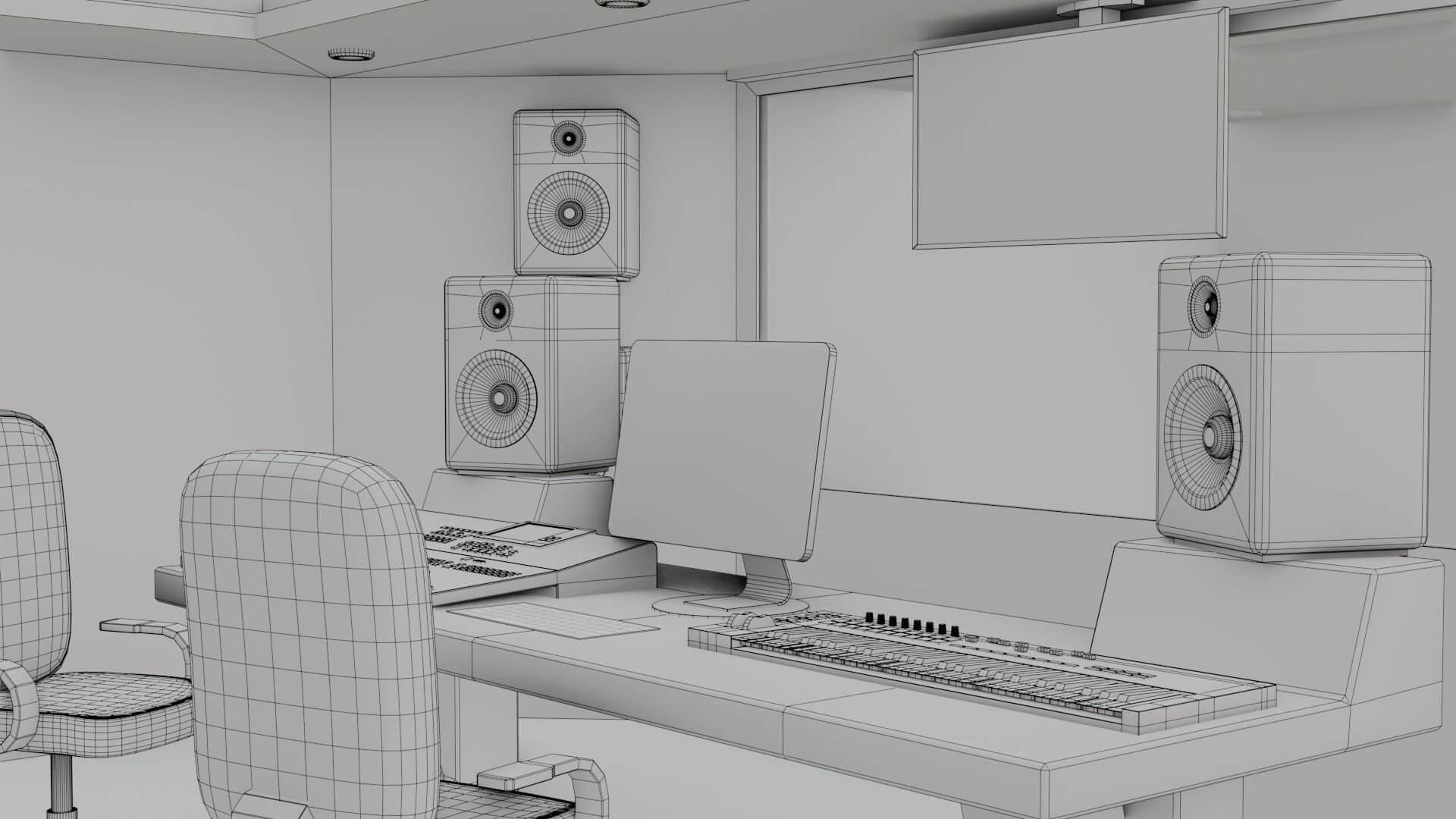 Music Recording Studio - 3D Model by sathak