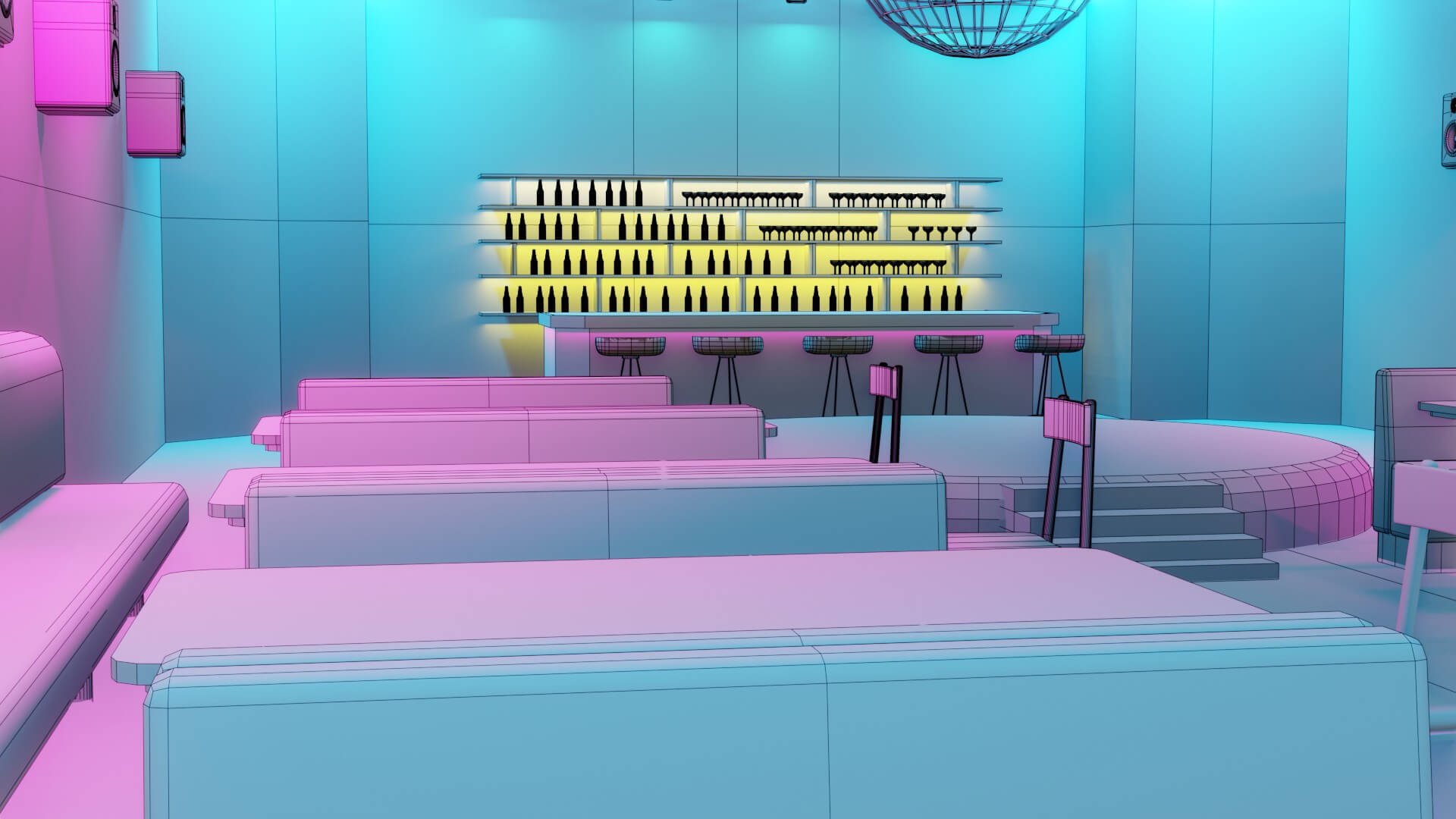 Night Club Interior - 3D Model by sathak
