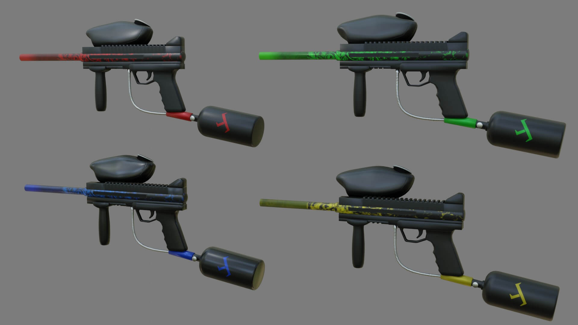 Paint Ball Game Equipment Collection - 3D Model by sathak