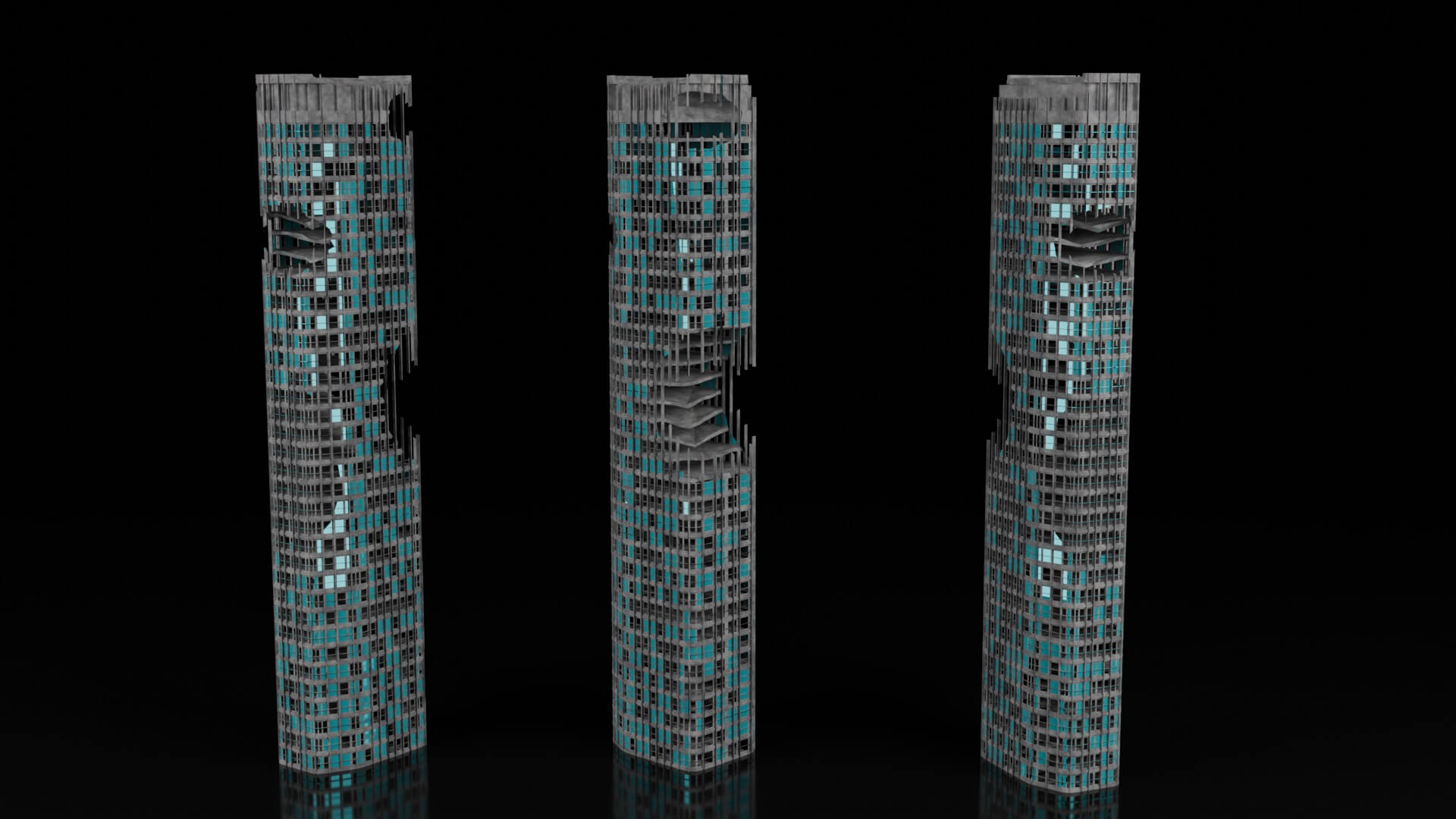 Ruined Building Pack - 3D Model by sathak