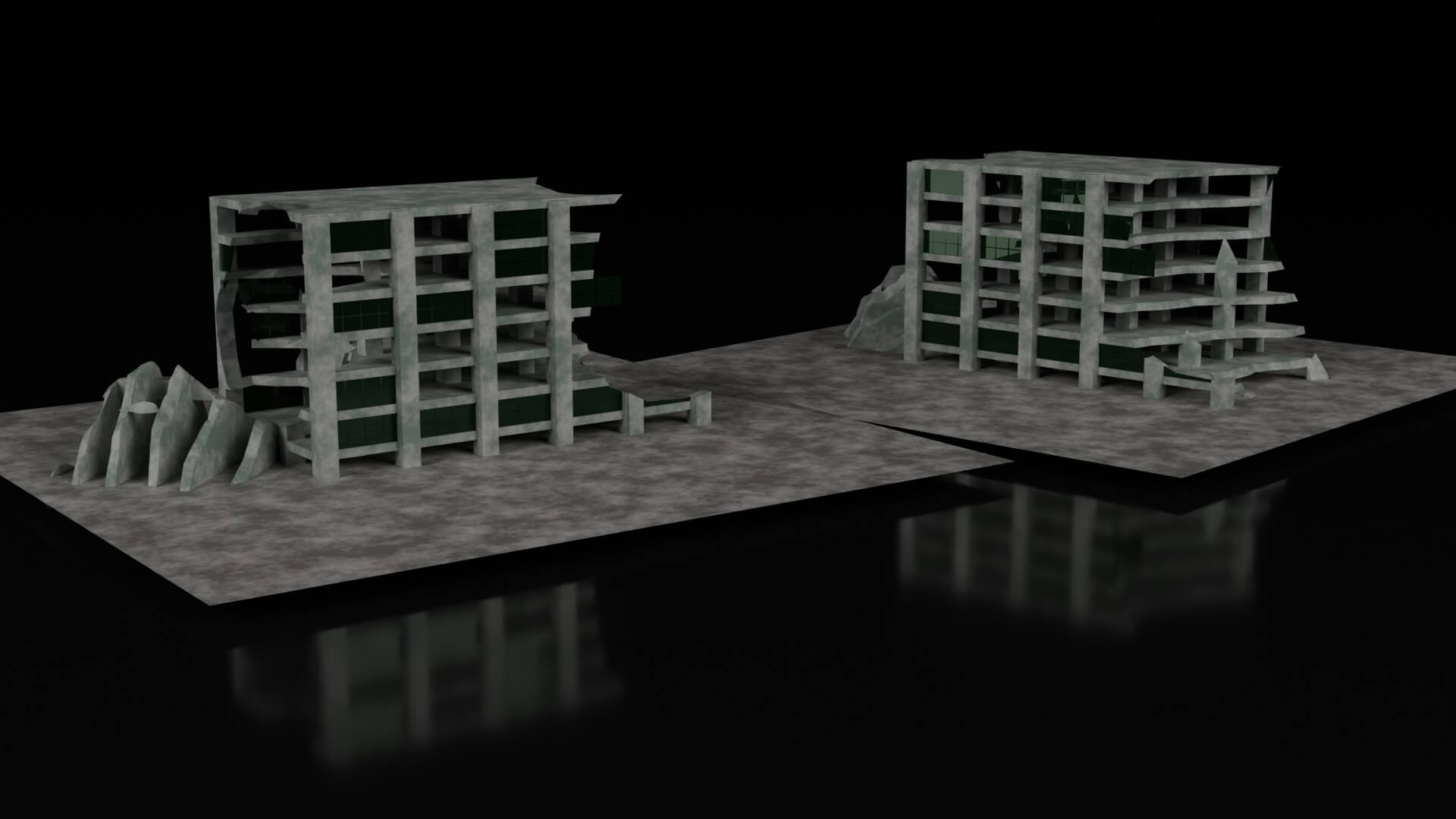 Ruined Building Pack - 3D Model by sathak