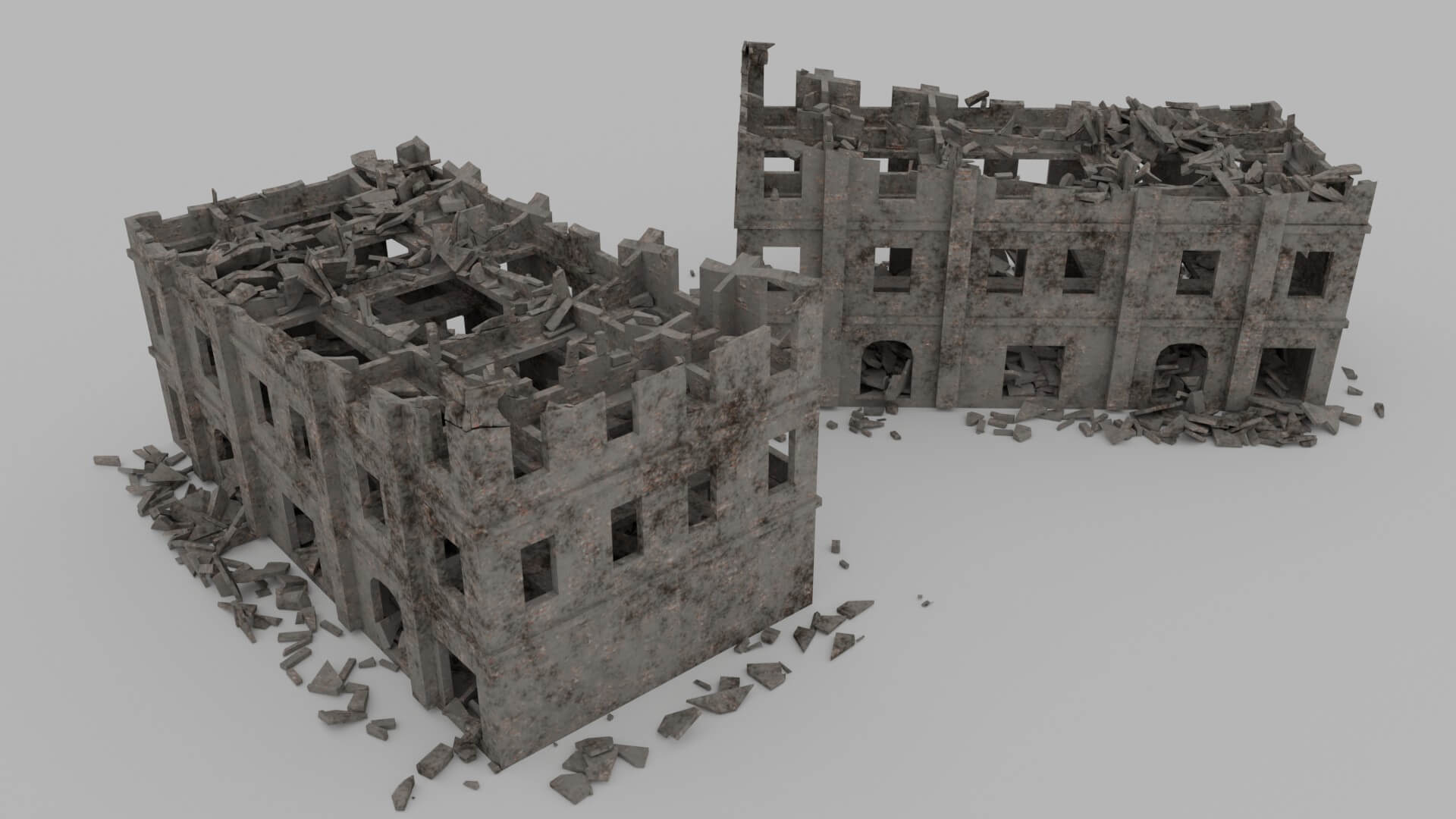 Ruined Buildings - 3D Model by sathak