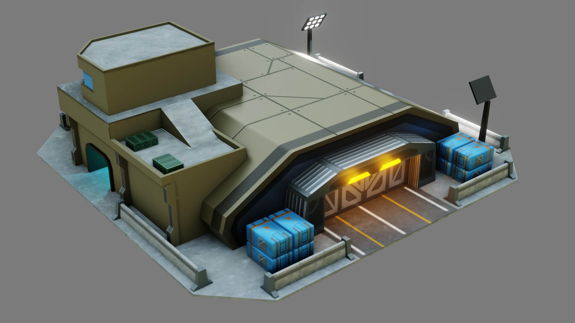 Sci-Fi Hangar 3D Model by sathak