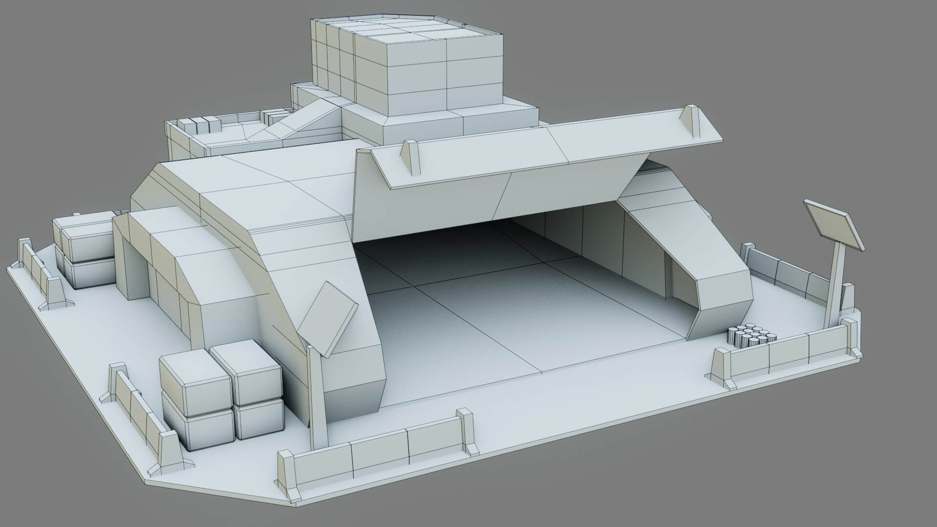 Sci-Fi Hangar 3D Model by sathak