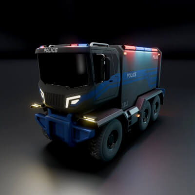 Sci-Fi Police Truck 3D Model by sathak